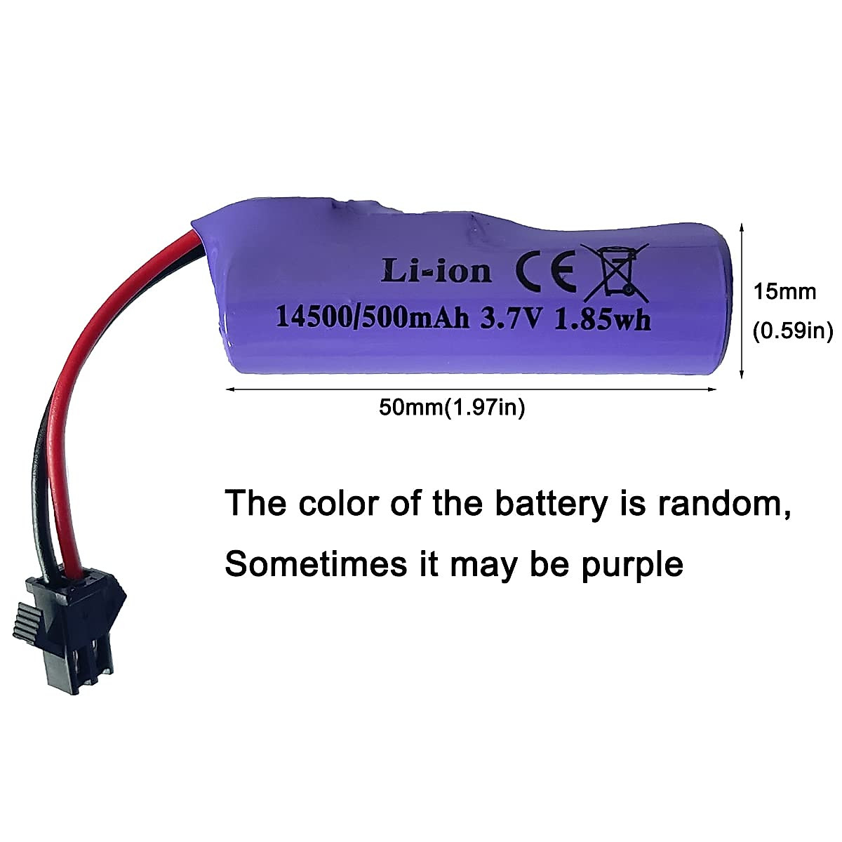 Threeking 3.7V 500mAh 14500 Rechargeable Li-ion Battery SM-2P Joint with USB Charger for Rc Remote Control Car Toys