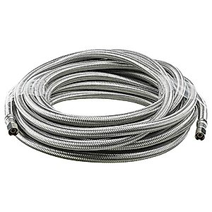 HIGHCRAFT 48847 Lead-Free Stainless Steel Braided Ice Maker Supply Line with Two 1/4'' Fittings on Both Ends, 300
