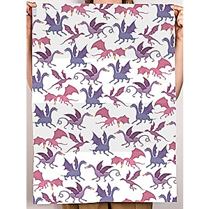 CENTRAL 23 Dragon Wrapping Paper - Boy Birthday Wrapping Paper - 6 Sheets White Gift Wrap Paper - Baby Shower Wrapping Paper Boy - Comes With Fun Stickers - Recyclable