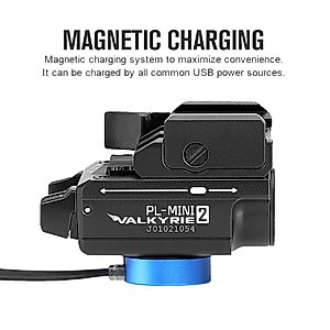 OLIGHT PL-Mini 2 Valkyrie 600 Lumens Magnetic USB Rechargeable Compact Weaponlight with Adjustable Rail, High Performance CW LED Tactical Flashlight with Built-in Battery