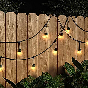 Amazon Basics 48-Foot LED Outdoor String Lights with 16 Edison Style S14 Soft White Bulbs - Black Cord