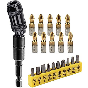 Yakamoz Pivoting Bit Tip Holder Flexible Magnetic Screwdriver Bits Holder Knuckle Extender with 20-Piece Slotted Phillips Torx Screwdriver Set for Tight Spaces or Corners