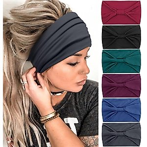 Tobeffect Headbands for Women African Boho Wide Hairband Headband Knotted Head Wraps Turbans Hair Accessories