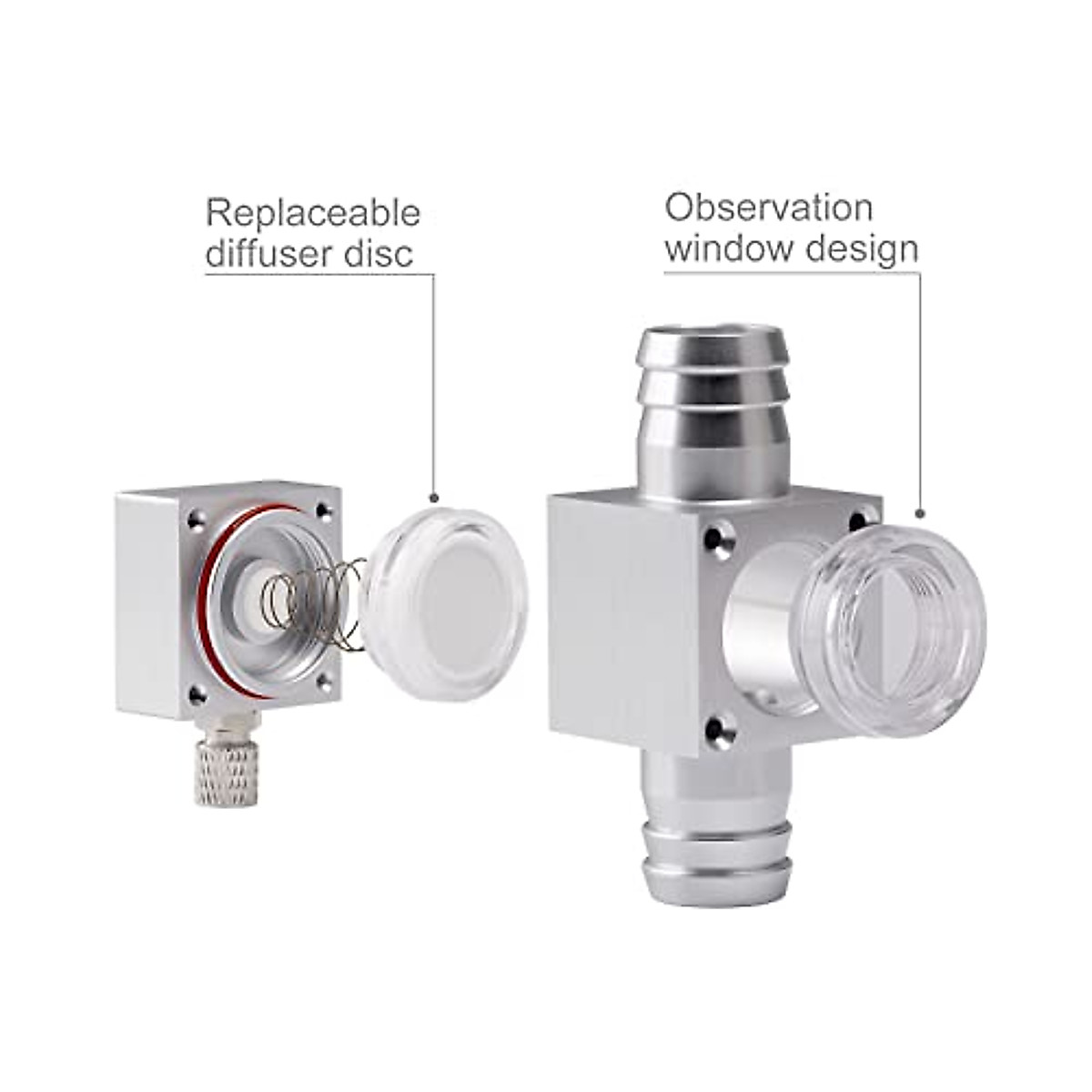 Clscea External Inline CO2 Diffuser Atomizer Aluminum Alloy for Planted Aquarium 16 mm