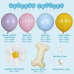 MOMOSHERO 142Pcs Blue Balloons Arch Garland Kit,Paw Dog Birthday Party Decorations,Sunflower Bone Foil Balloons Blue Purple Yellow Pink Balloons for Boys Girls Blue Puppy Theme Baby Shower Supplies