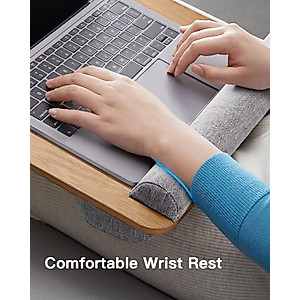 HUANUO Lap Desk - Fits up to 17 inches Laptop Desk, Built in Mouse Pad & Wrist Pad for Notebook, Laptop, Tablet, Laptop Stand with Tablet, Pen & Phone Holder (Wood Grain)