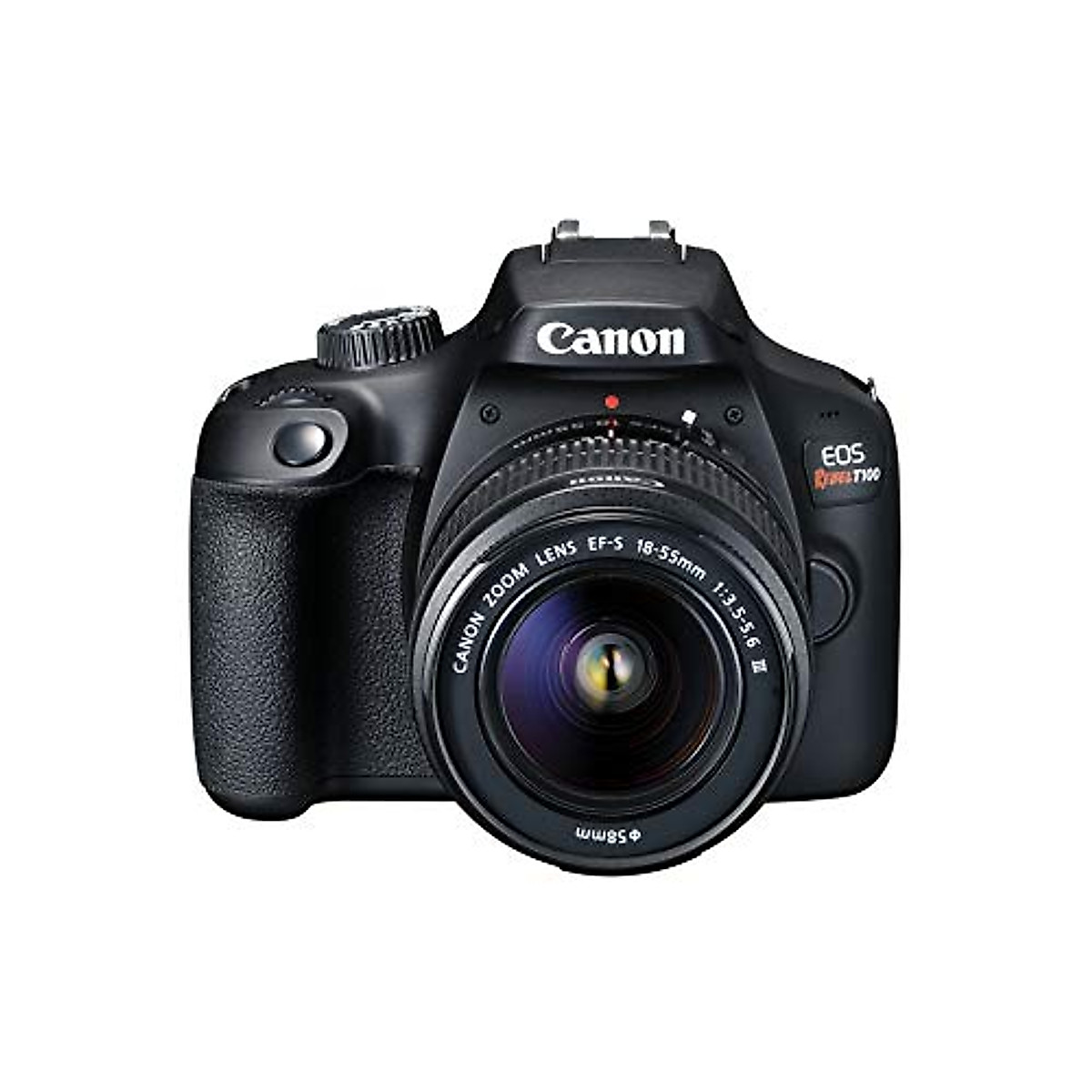 Canon EOS Rebel T100 DSLR Camera with EF-S 18-55mm f/3.5-5.6 III Lens, 18MP APS-C CMOS Sensor, Built-in Wi-Fi, Optical Viewfinder, Impressive Images & Full HD Videos, Includes 32GB SD Card