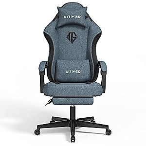 SITMOD Gaming Chair with Footrest-Computer Ergonomic Video Game Chair-Backrest and Seat Height Adjustable Swivel Task Chair for Adults with Headrest and Lumbar Support(Blue)-Fabric