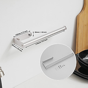 BWE Under Cabinet Paper Towel Holder Wall Mount Paper Towels Roll Holder SUS304 Stainless Steel Under Counter Paper Roll Holders for Kitchen RV Pantry Sink Bathroom,Silver(2 PC)