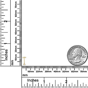 AVORA 14K Yellow Gold 2mm Simulated Diamond CZ Cartilage Piercing Flat Back Earring Body Jewelry (18 Gauge)