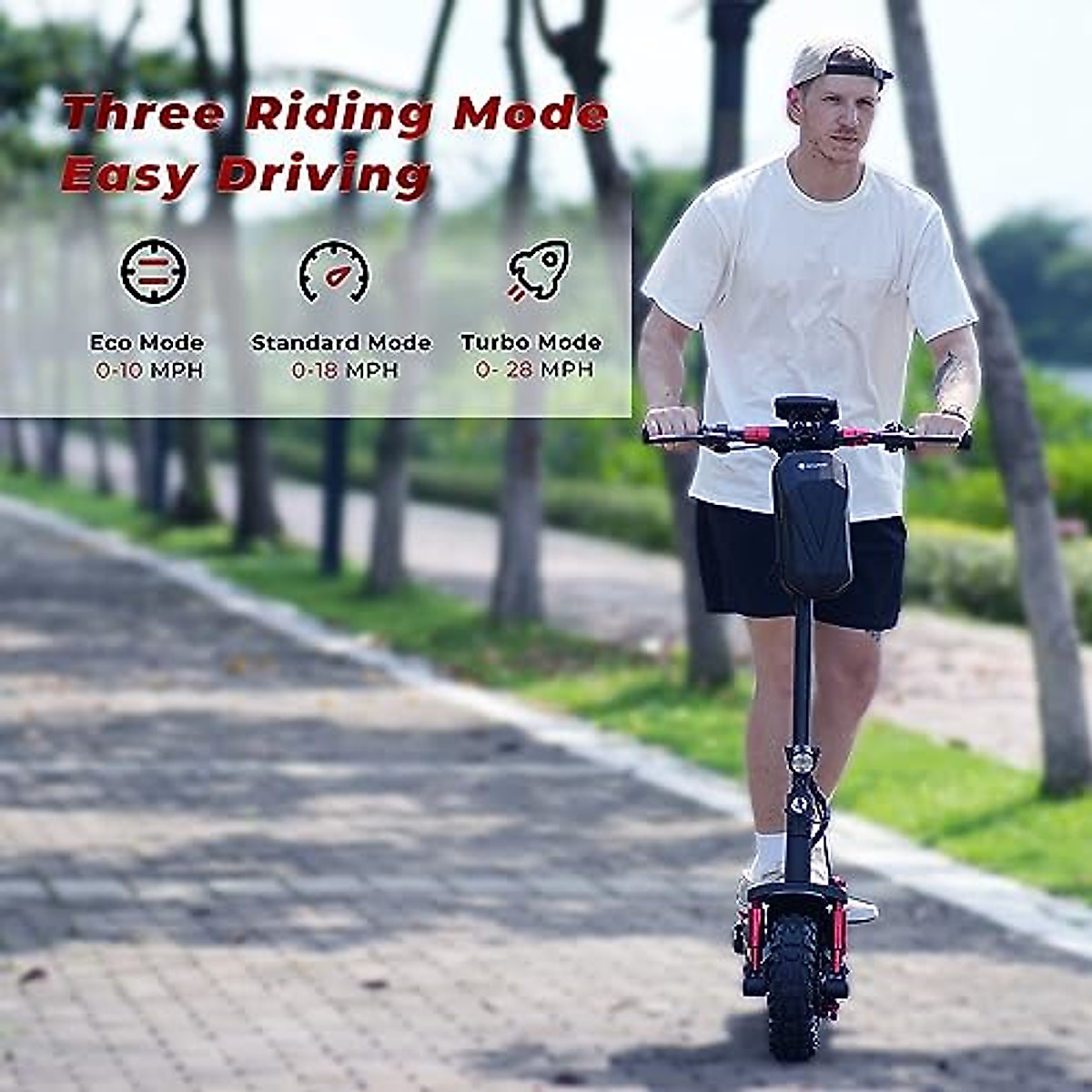 isinwheel GT2 Electric Scooter Adults 11" Off Road Tires, 1000W Motor E-Scooter Up to 28 Miles Long Range, 28 MPH Top Speed, Foldable Commuting Scooter with Dual Brakes & Suspension