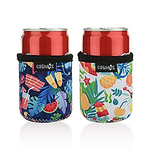 CM Soft Neoprene 7.5 Fl Oz Mini Can Sleeves Insulators Can Cooler Sleek Can Covers for Energy Drink & Beer Cans (7.5 OZ Holiday Pattern (2 Pcs))