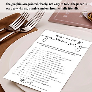 ZIIUFRN Bridal Shower Games, What Did The Groom Say, 5x7 Inches, Fun and Hilarious Games for Bridal Shower, Wedding Shower, Bachelorette Party Decorations Supplies -A12