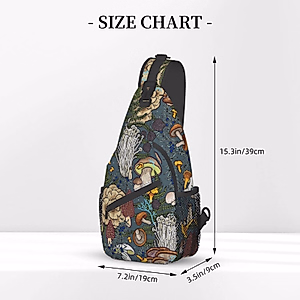 Mushroom Sling Backpack Sling Bag Travel Crossbody bag Triangle Chest Daypack Purse Hiking Shoulder Bag For Men Women Teen Gym Casual Climbing Runners Cycling