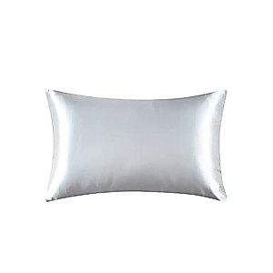 Pack of 2 Satin Pillowcases for Hair and Skin, Satin Pillow Cases Set of 2 Pillow Cover with Envelop Closure (King, Silver)