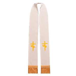 BLESSUME Clergy Church Stole Mass Reversible Stole with Gold Tassels