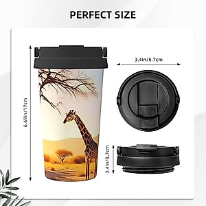 WANGXUEE Africa Giraffe Majestic Tree Print 500ml Stainless Steel Travel Tumbler Double Wall Vacuum Insulated Coffee Mug