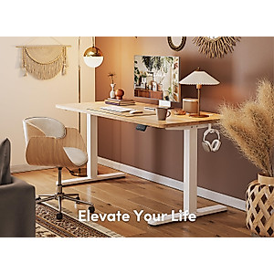 FEZIBO Electric Standing Desk, 48 x 24 Inches Height Adjustable Stand up Desk, Sit Stand Home Office Desk, Computer Desk, Maple