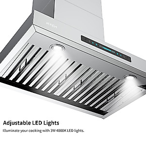 IKTCH 30"Wall Mount Range Hood, 900 CFM Ducted Range Hood with 4 Speed Fan, Durable Stainless Steel Range Hood 30 inch with Gesture Sensing & Touch Control IKP01-30