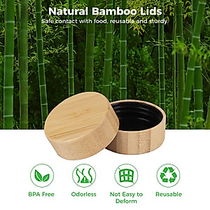 DIMEGON 16 Pcs Bamboo Jar Lids, Natural Bamboo Lids, Nice Sealing Wooden Storage Can Lids, Round Bottle Jar Lids, Reusable Leak-proof Lids for 4oz & 6oz Spice Jars (16)