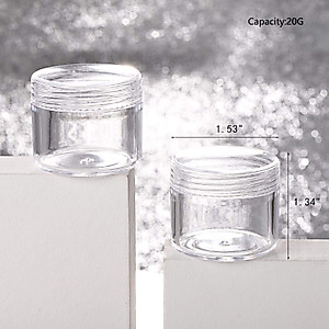 100 Count Clear Plastic Sample Containers 20g Empty Jars Cosmetic Containers with Lids Leak Proof Lip Balm Containers