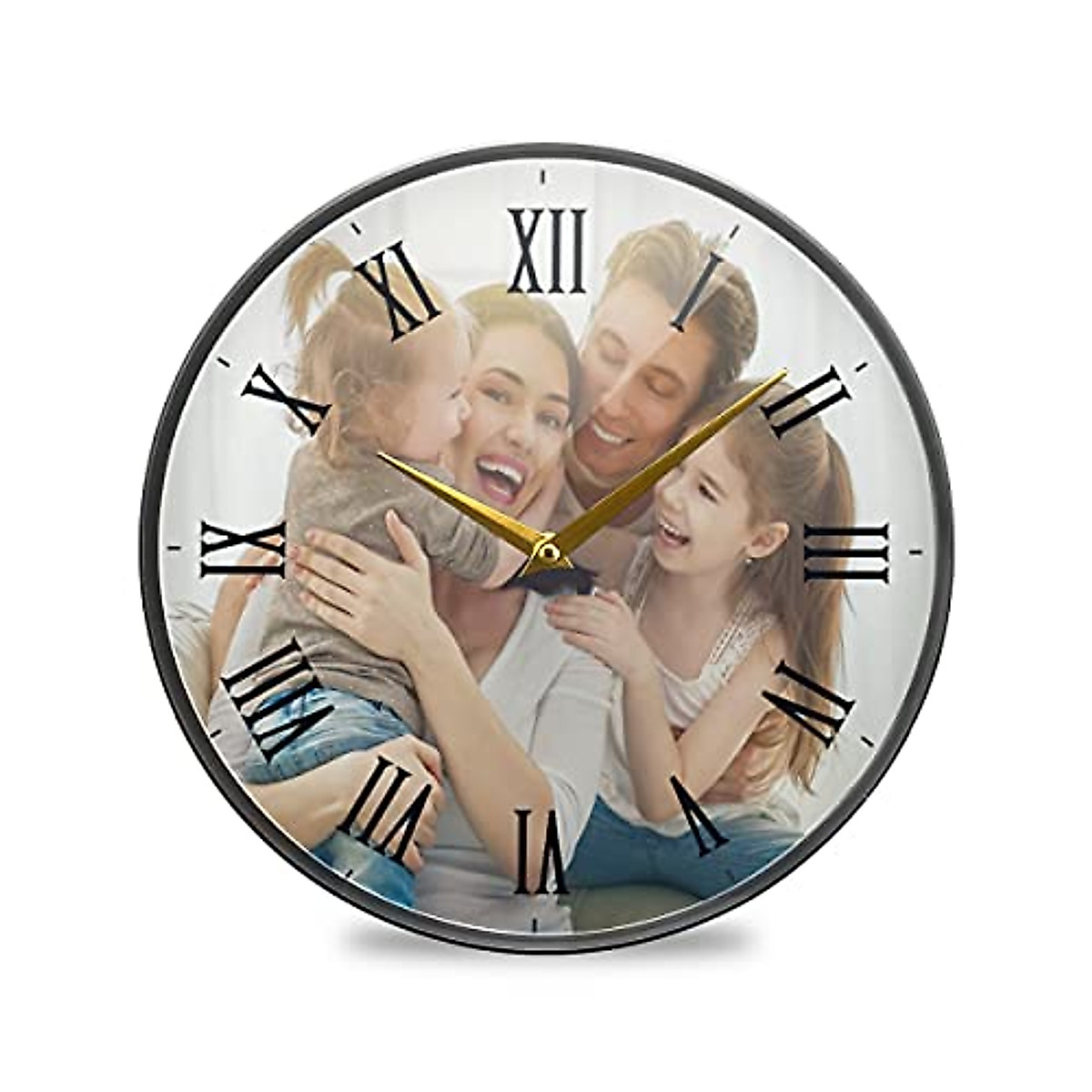 SUABO Personalized Photo Clock, Custom Large Photo Wall Clock, Personalized Family Clock Print, Customized Birthday Wedding Valentine's Day Christmas Graduation Gift