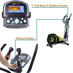 V-450X Standard Stride 18” Programmable Elliptical Exercise Cross Trainer with Adjustable Arms and Pedals and HRC Control Program for Cardio Fitness Strength Conditioning Workout (Yellow/Black, 450X)