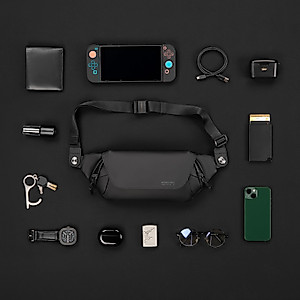 Kingsons Compact EDC Tech Sling Bag for Men, Waterproof Crossbody Bag Chest Shoulder Backpack with Magnetic Closure, Everyday Carry Bag for Travel, Work, Sport