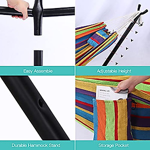Wilsall Portable Hammock with Stand Included Double Free Standing Amacas con Base para Patio Steel Camping Hamaca Heavy Duty