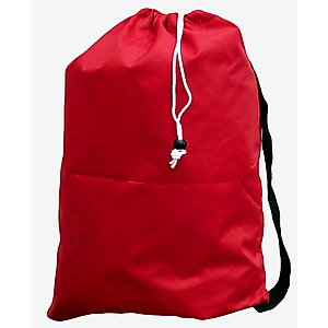 Large Laundry Bag with Drawstring and Strap, Color: Red, Size: 30x40, Choose from 16 Colors