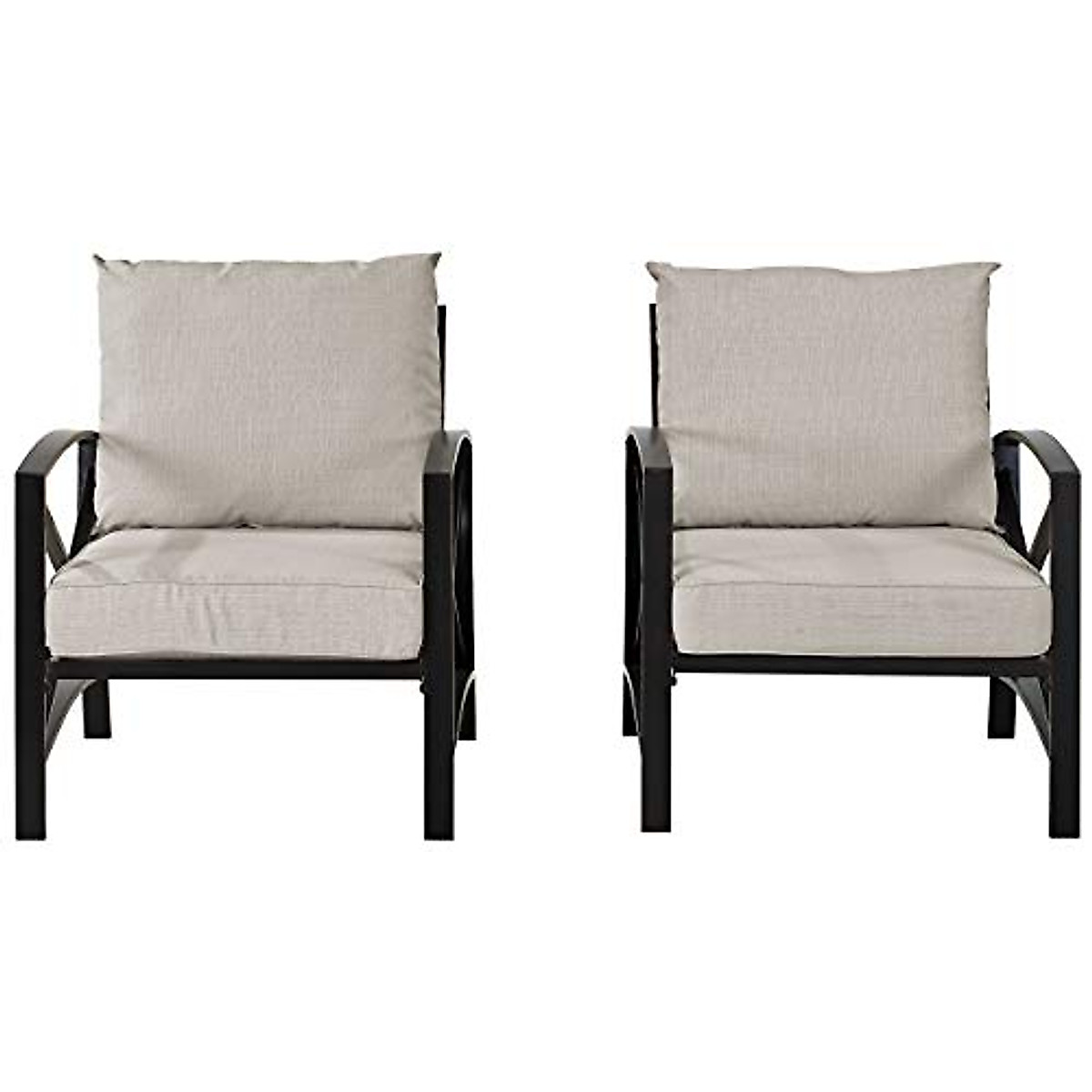 Crosley Furniture KO60013BZ-OL Kaplan Outdoor Metal Arm Chairs, Oiled Bronze with Oatmeal Cushions