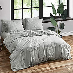 Marimekko - Queen Comforter Set, Smooth Cotton Percale Bedding with Matching Shams, Medium Weight Home Decor (Fokus Grey, Queen)