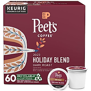 Peet's Coffee , Dark Roast K-Cup Coffee Pods for Keurig Brewers - Holiday Blend 2023 60 Count (6 Boxes of 10 K-Cup Pods)