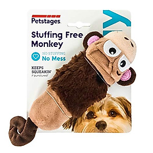 Petstages Stuffing-Free Lil' Squeak Monkey Plush Dog Toy, Small