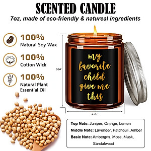 LOZACHE Mothers Day Mom Gifts Set for Women, My Favorite Child Give Me This Coffee Mug, Scented Candle, Keychain and Greeting Card, Mothers Day Birthday Gifts from Daughter Son