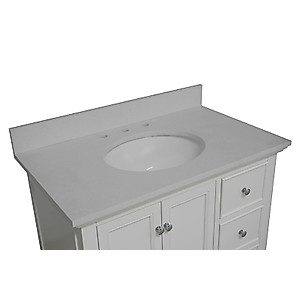 Bella 36-inch Bathroom Vanity (Quartz/White): Includes White Cabinet with Stunning Quartz Countertop and White Ceramic Sink