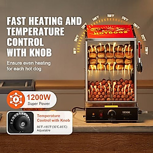 VEVOR Hot Dog Steamer, 39QT, 2-Tier Hot Dog Hut Steamer, 86℉~185℉ Temperature Control, Electric Bun Warmer with Tempered Glass Slide Doors Partition Plate Tong, Stainless Steel, for Hot Dogs & Buns