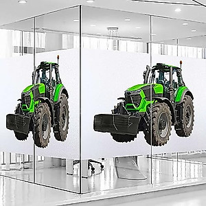 Green Grey Window Film Privacy Window Film Frosted Glass Film No Glue Static Cling Glass Film Window Sticker for Bathroom Bedroom Living Room Cars Giant Pickup Glass Films 27.6Wx47.2L-inch x2 Pcs