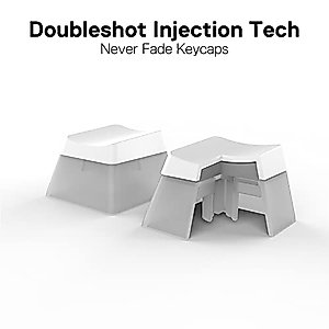 Redragon A130 White Pudding Keycaps, 104 Keys Standard Doubleshot PBT Keycap Set w/Translucent Layer for Mechanical Keyboard, OEM Profile, English (US) ANSI Layout