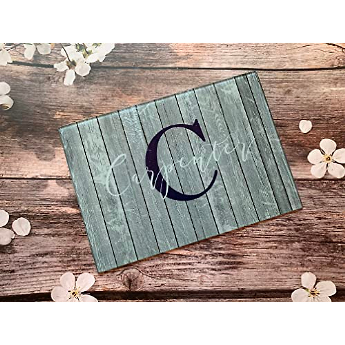 Personalized Tempered Glass Cutting Board Wedding Gift from The Painted Pug | Custom Anniversary Gift for Couples | Customized Housewarming Real Estate Gift Idea
