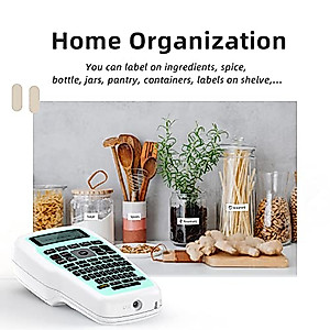 Label KINGDOM Handheld Label Maker Machine with Tape,Portable Label Printer E1000 Labeler for Labeling with AC Adapter,Easy QWERTY Keyboard,for Home,School,Office,Industrial Organization Green