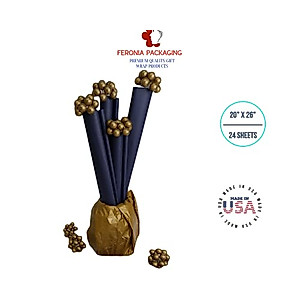 Navy Blue Tissue Paper Squares, Bulk 24 Sheets, Premium Gift Wrap and Art Supplies for Birthdays, Holidays, or Presents by Feronia packaging, Large 20 Inch x 26 Inch