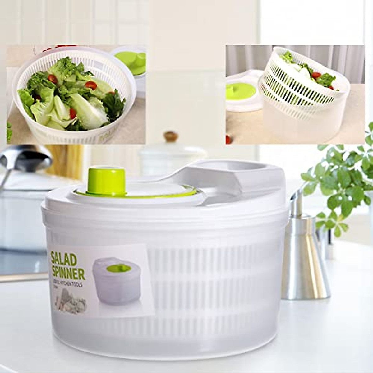 UMIKAkitchen Capacity 3L Salad Spinner Vegetable Washer Fruit Veggie Bowl Collapsible Salad Spinner with Lid Veggie Dryer Set for Kitchen Tools of Lettuce Dryer Salad Shooter Small Salad Spinner