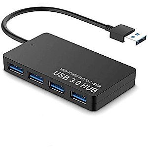 Tec-Digi USB Hub 3.0, 4-Port Ultra-Slim USB 3.0 Hub Portable Adapter High Speed Expansion Multi USB Hub Splitter Lead Adapter Cable for PC Laptop, Desktop, PS3, Xbox, Wii, MAC, Notebook, MacBook, Etc