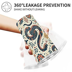 20oz Hand Drawn Vintage Snake Pattern Tumbler Stainless Steel, Vacuum Insulated Tumbler with Lid And Straw Unique Coffee Mug Travel Mug Gifts for Women Men