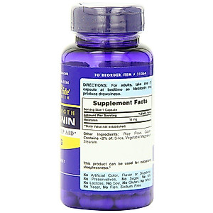 Puritan&#039;s Pride Melatonin 10 mg Sleep aid Relax Sleep Pill 120 Capsules (3-Pack)