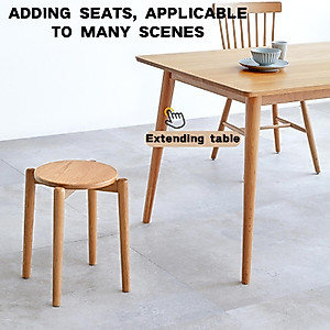 Grewood Small Wood Stool, 100% Oak Wood Kitchen & Dining Room Bench, Kids Stools, Stackable Stools for Living Room,Home, Classroom, Easy Assembly, 16.73IN