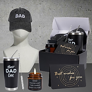 Kolewo4ever 9 Pieces Dad Gift Set Best Dad Gifts Christmas Gifts For Dad, Men with Tumbler Mens Socks Mens Baseball Cap Dad Key Chain Card for Men Father Papa Gifts from Son Daughter Kids