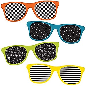 Carson Dellosa – School Pop Sunglasses Mini Colorful Cut-Outs, Classroom Décor, 33 Pieces