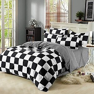 NOKOLULU Farmhouse Buffalo Check Gingham Simple Geometric Square Pattern Bedding Set Modern and Fashionable Plaid Anti Allergy Duvet Cover with Sham Set for Home (Grid, Twin(68"×90"))
